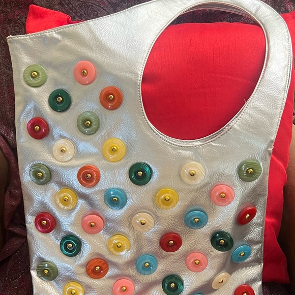 Bags | Rare Cute Buttons Shoulder Silver Bag | Poshmark